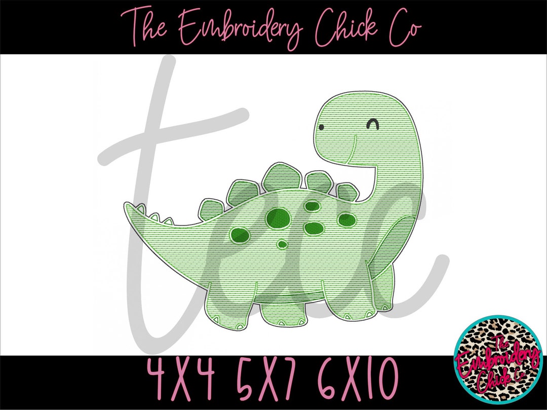 Brontosaurus Sketch Embroidery Design 4x4 5x7 6x10 Dinosaur Kid Design ...