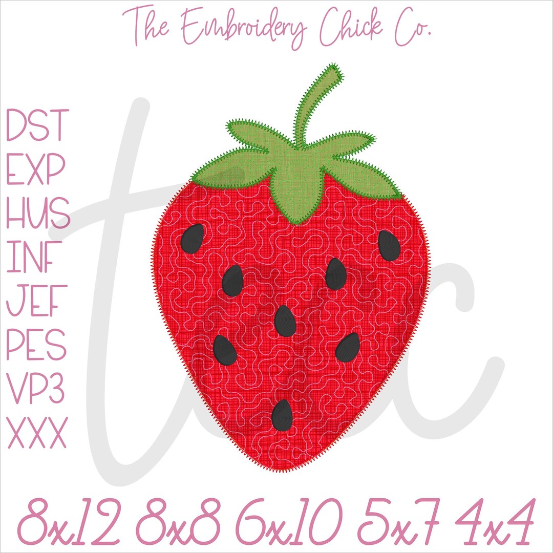 Quilted Strawberry With Zigzag Border Applique - Machine Embroidery ...