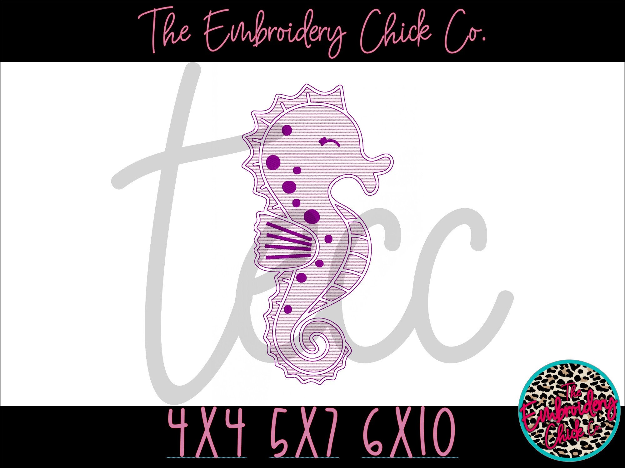 Sea Horse Eye Shut Sketch Embroidery Design 4x4 5x7 6x10 Sealife Kid ...