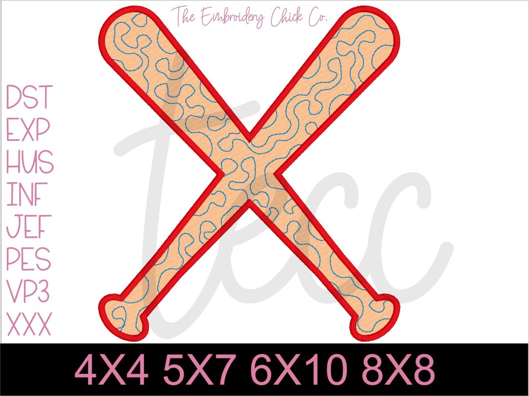 Quilted Crossed Baseball Bats With Satin Border Applique - Machine ...