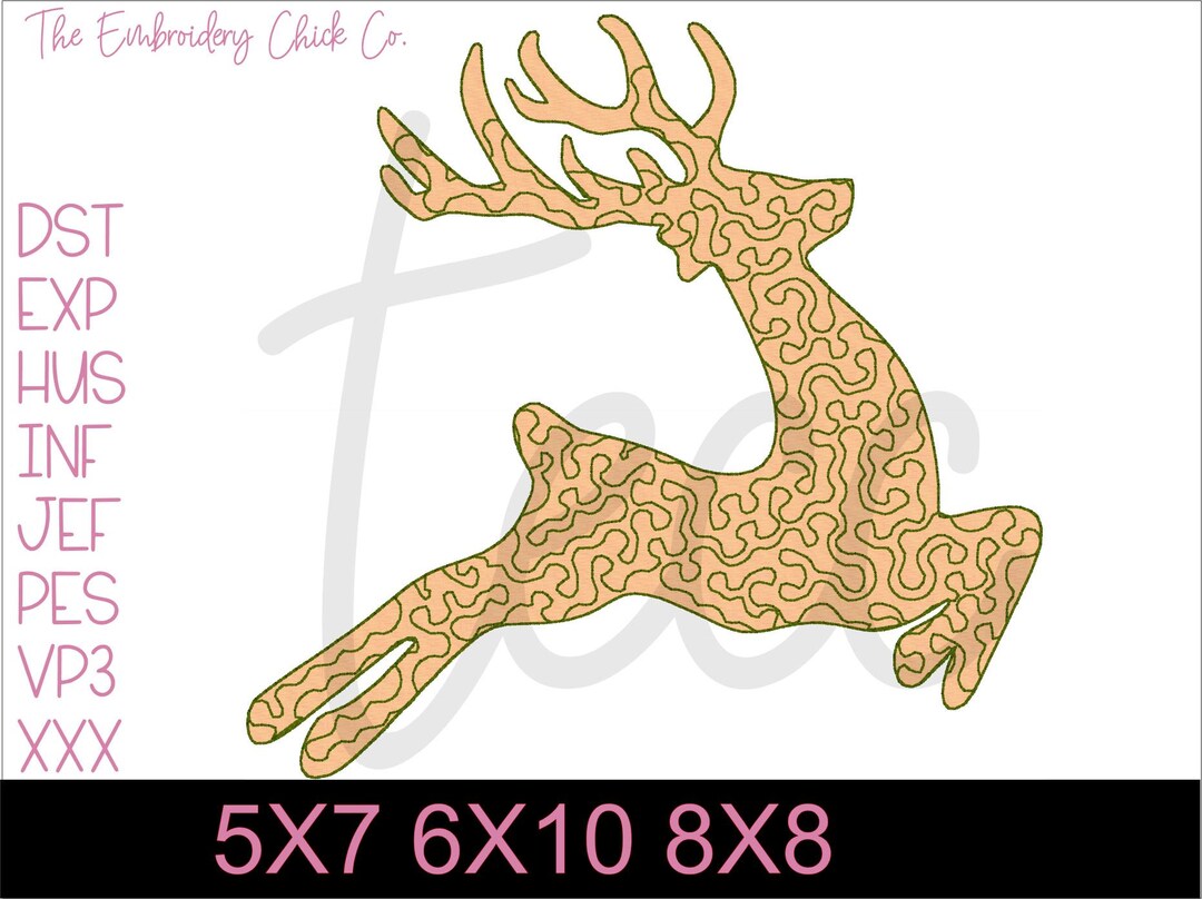 Quilted Reindeer With Vintage Border Applique - Machine Embroidery ...