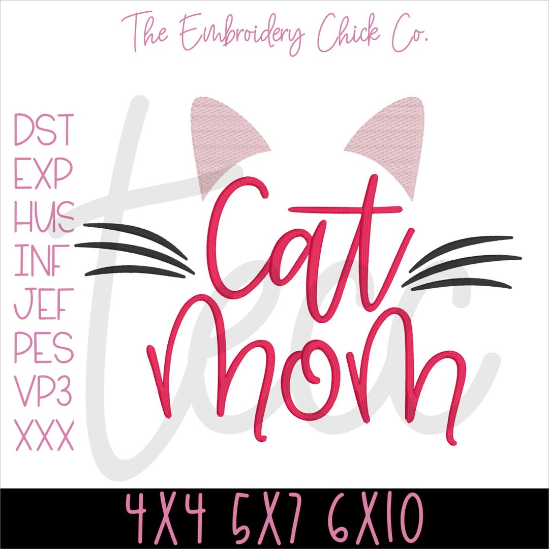 Cat Mom - Machine Embroidery Design - Etsy