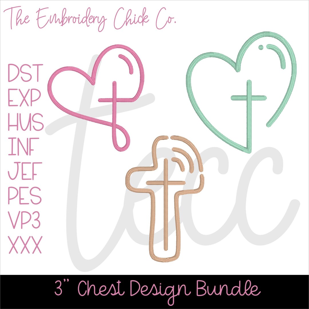 Christian Chest Cross 3" Mini Set of 3 - Embroidery Design - Etsy