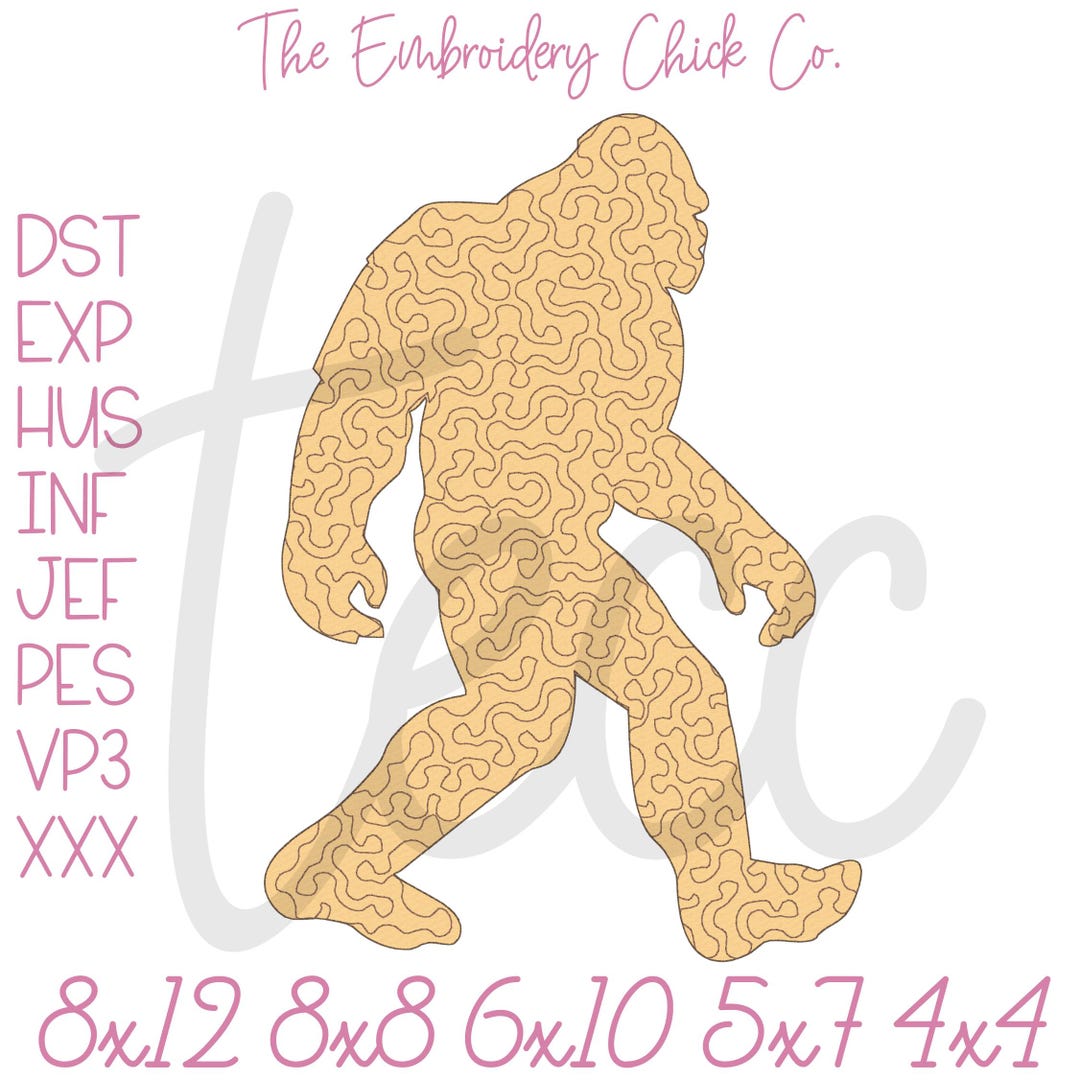 Quilted Big Foot Sasquatch Bean Stitch Vintage Applique - Machine ...