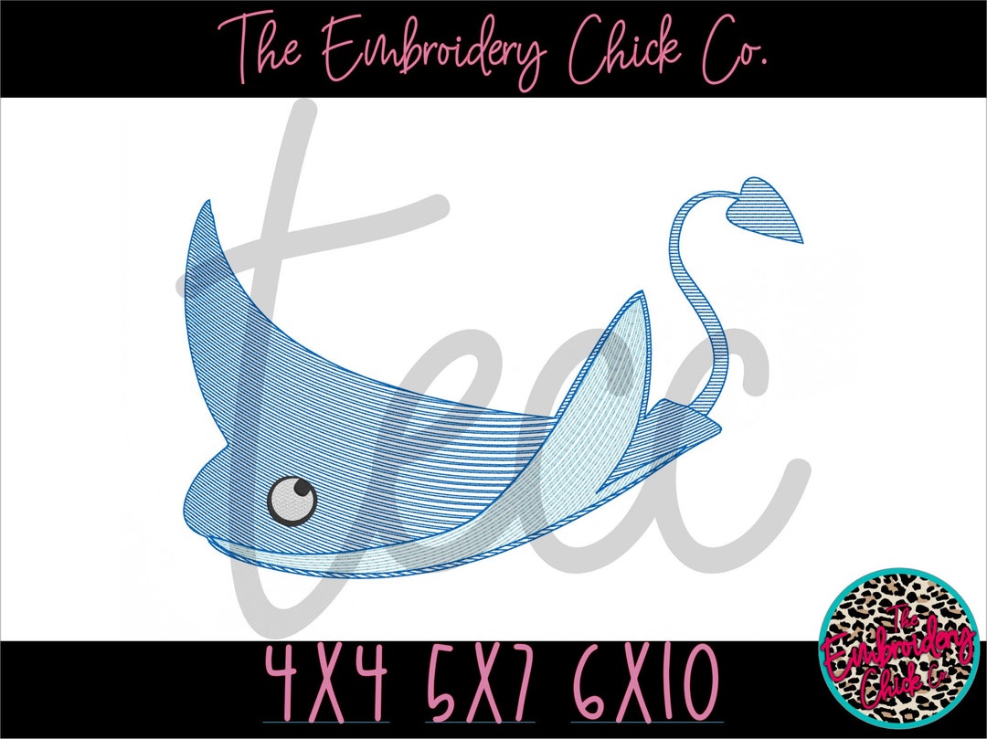 Stingray Sketch - Embroidery Design 4x4 5x7 6x10 Sealife Kid Design - Etsy