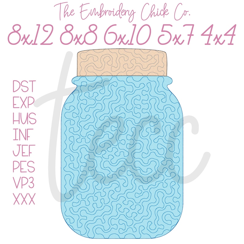 Quilted Canning Jar Vintage Bean Stitch Applique - Machine Embroidery ...