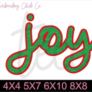 Joy Script Applique Satin Applique - Machine Embroidery Design - Etsy