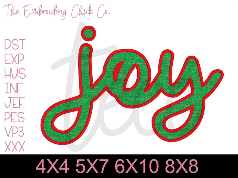Joy Script Applique Satin Applique - Machine Embroidery Design - Etsy