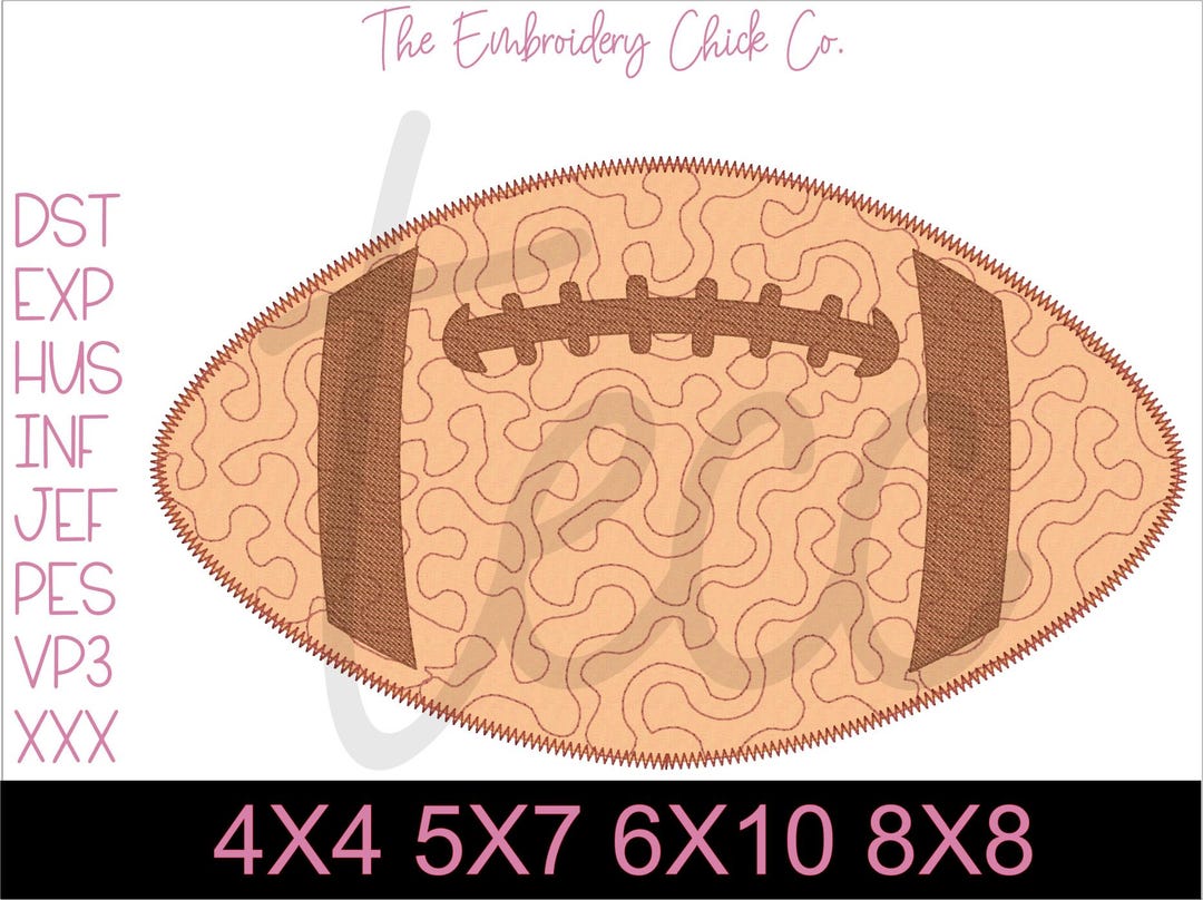 Quilted Football With Zigzag Border Applique - Machine Embroidery ...