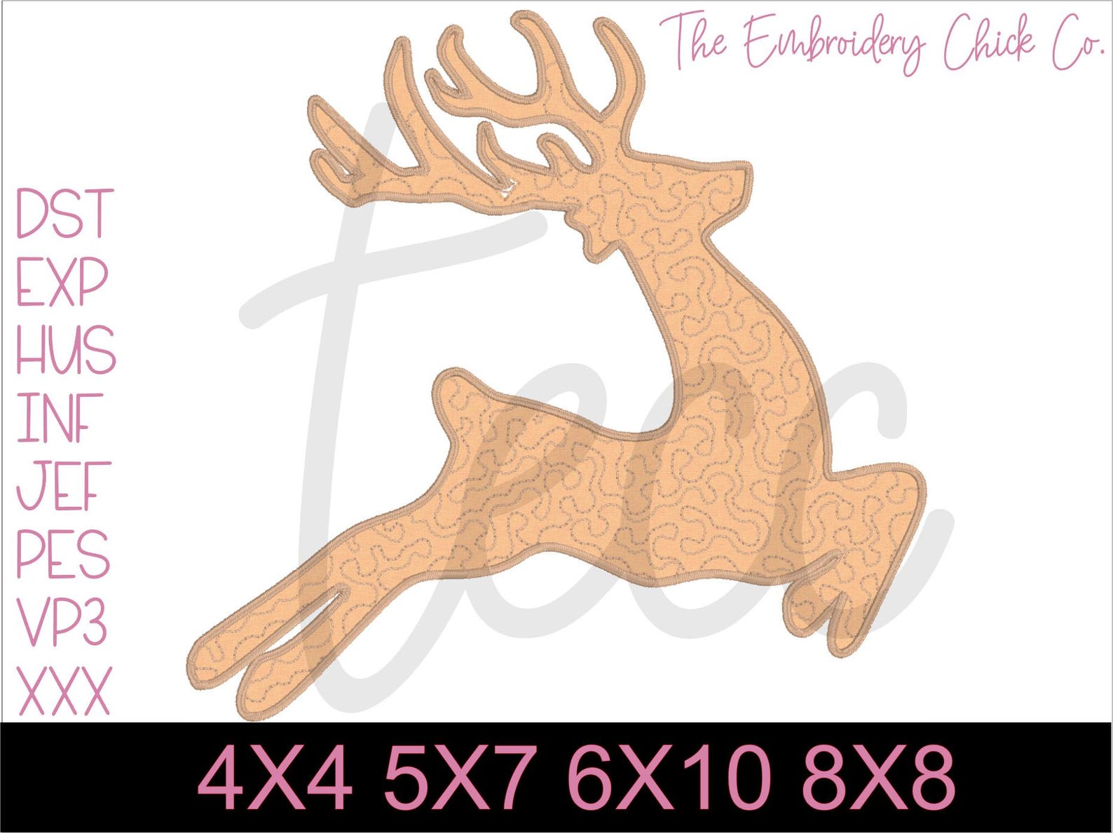 Quilted Reindeer Satin Applique Machine Embroidery Design - Etsy