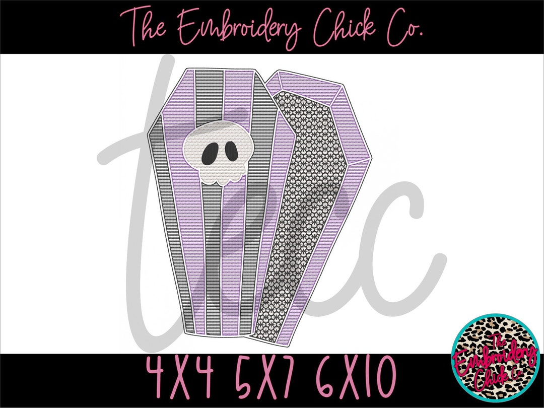 Halloween Coffin Sketch Motif Bean Stitch Vintage Border - Embroidery ...