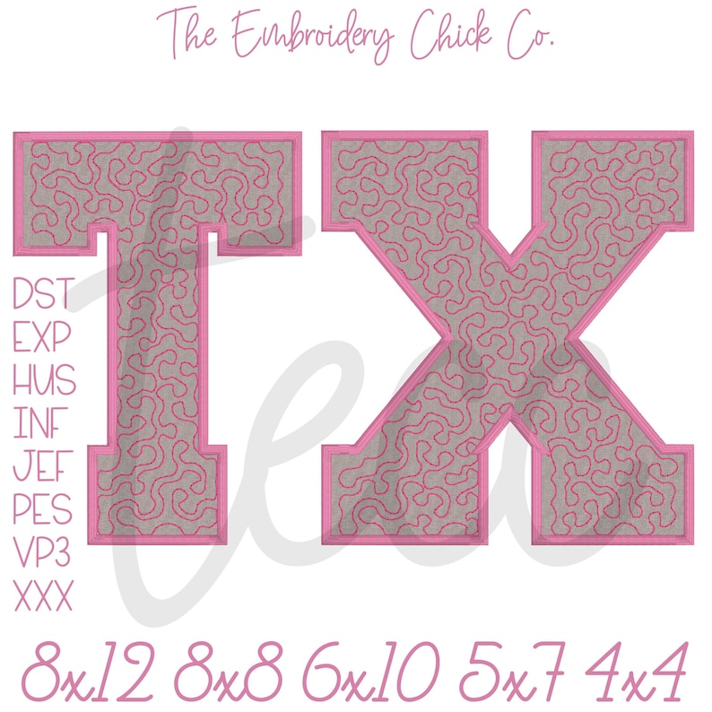 Quilted TX Texas Satin Applique Machine Embroidery Design - Etsy