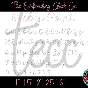 Ruby Vintage Script Embroidery Font .BX File Floss Font - Etsy