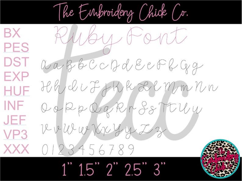 Ruby Vintage Script Embroidery Font .BX File Floss Font - Etsy