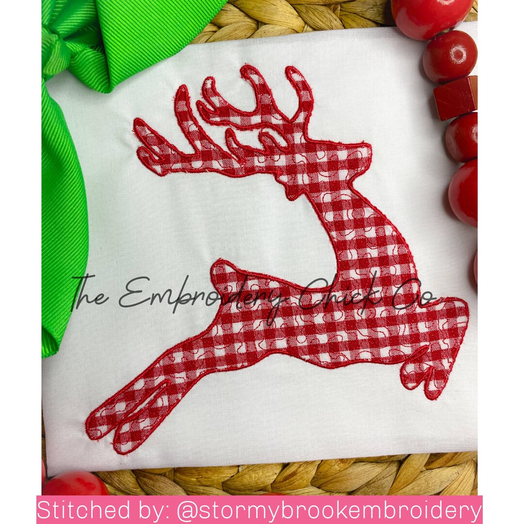 Quilted Reindeer Satin Applique Machine Embroidery Design - Etsy