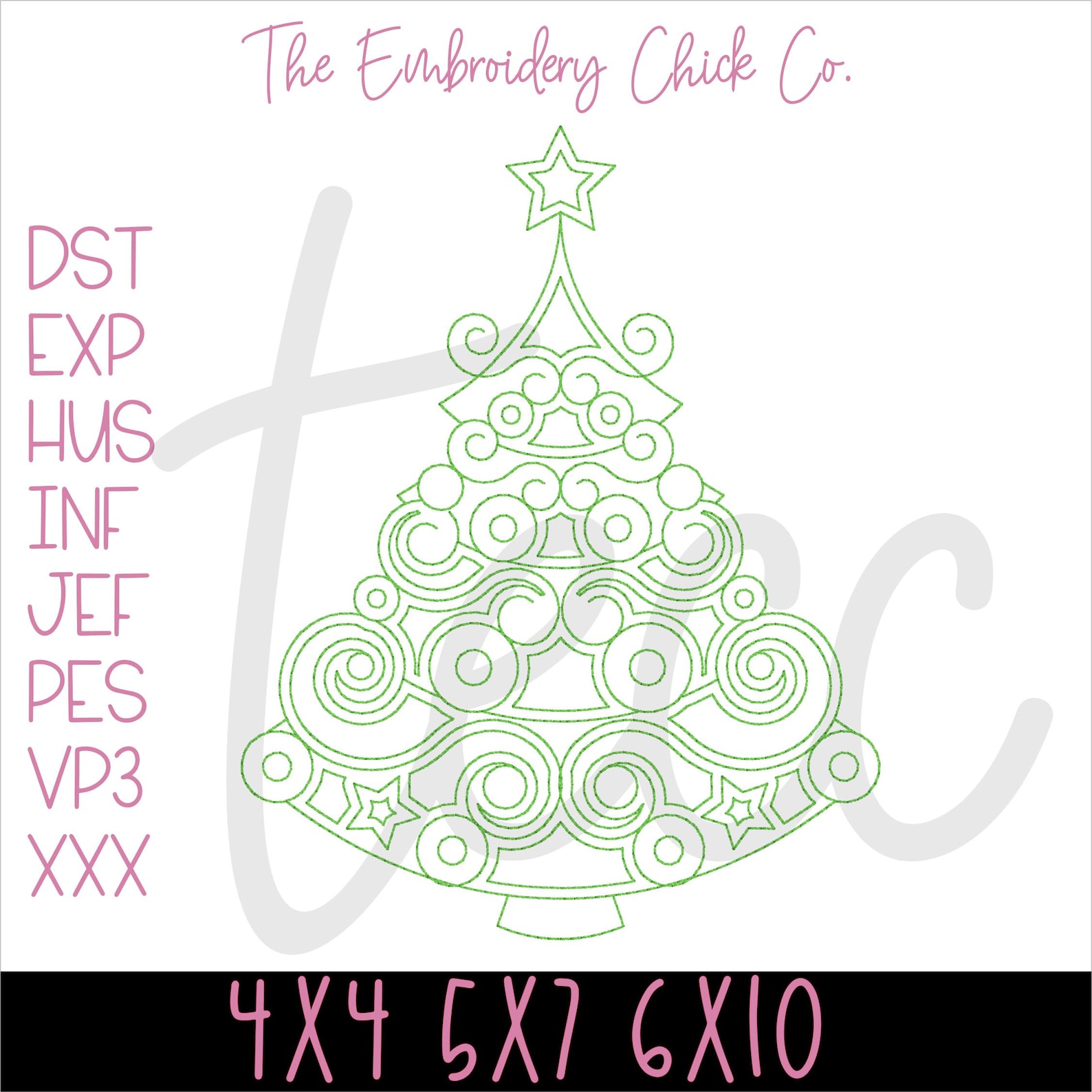 Bean Stitch Filligree Christmas Tree - Machine Embroidery Design ...