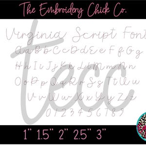 Virginia Vintage Script Font .BX Machine Embroidery Font File Running ...