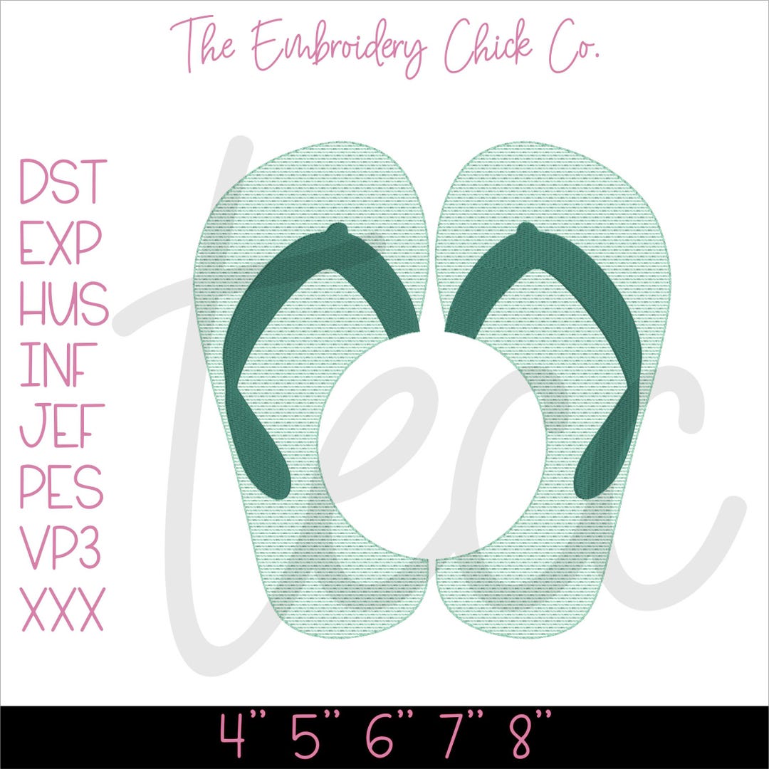 Flip Flop Sketch Monogram Frame - Machine Embroidery Design - Etsy