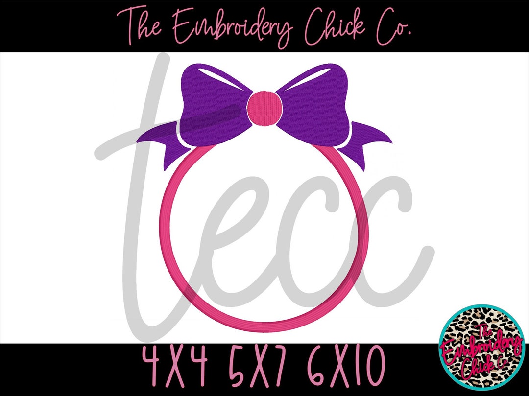 Bow Monogram Satin Frame - Embroidery Design 4x4 5x7 6x10 Simple Kid ...