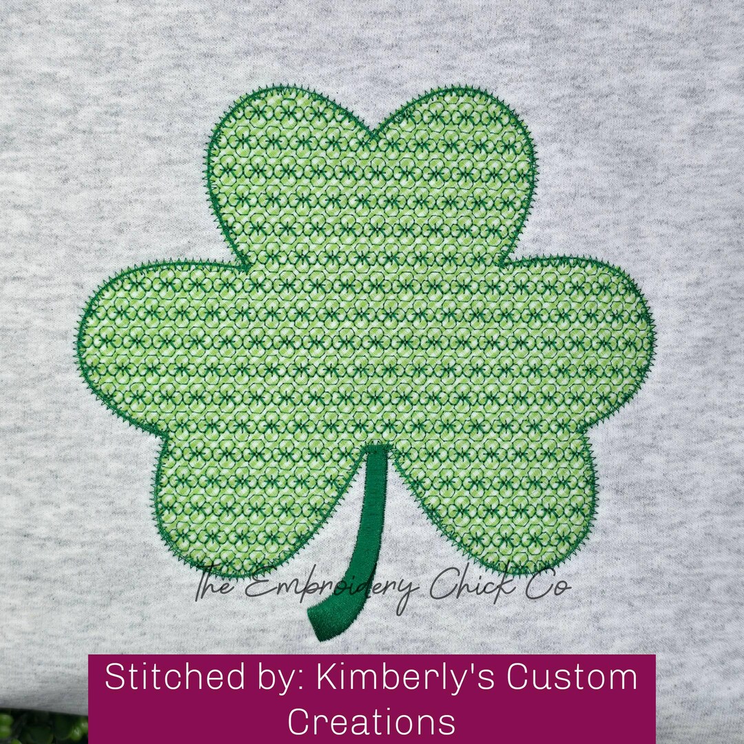 Flower Quilted Shamrock Zigzag Clover Applique - St Patrick's Day ...