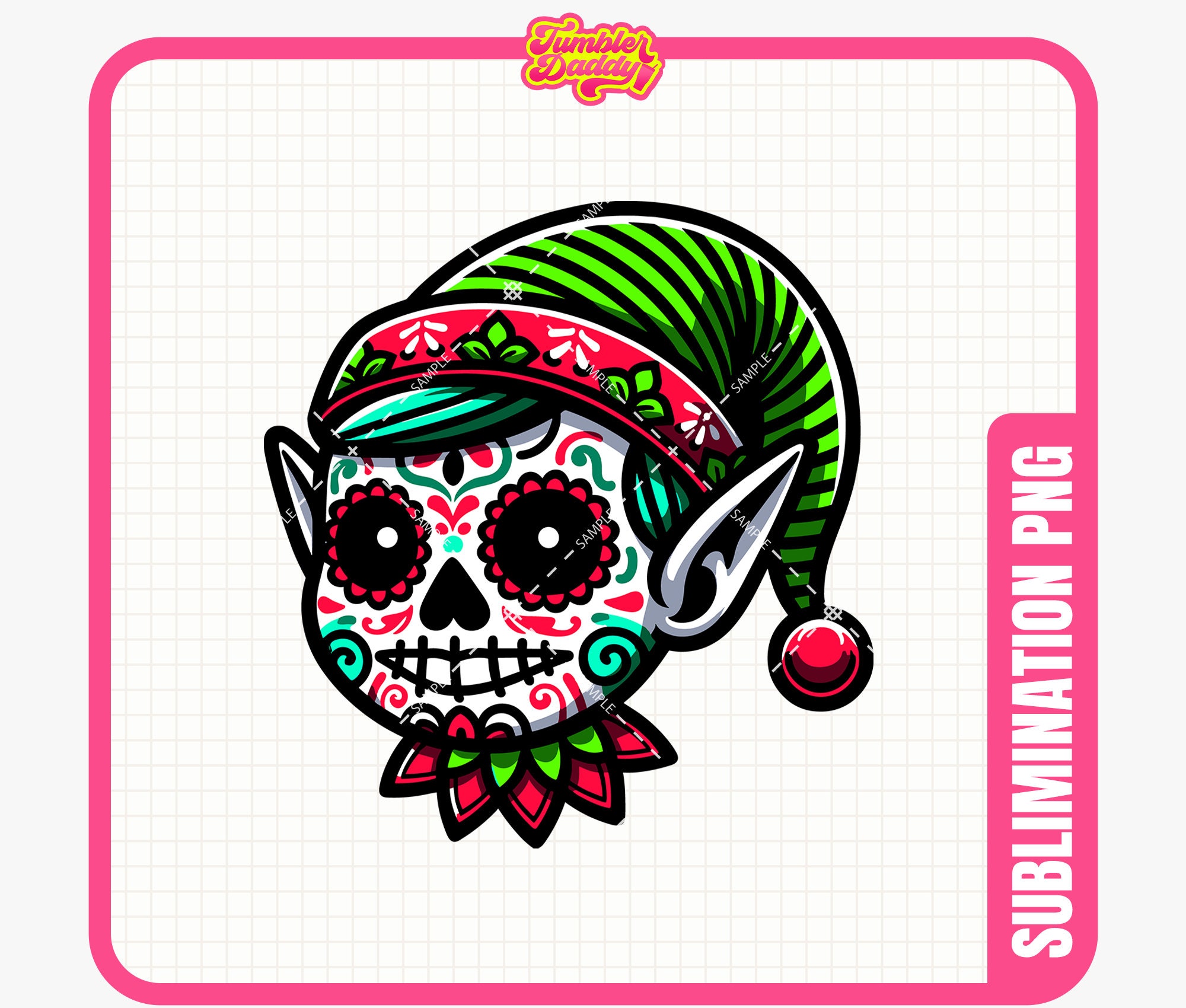 Sugar Skull Santa's Elf PNG, Christmas PNG File, Dia De Los Muertos ...