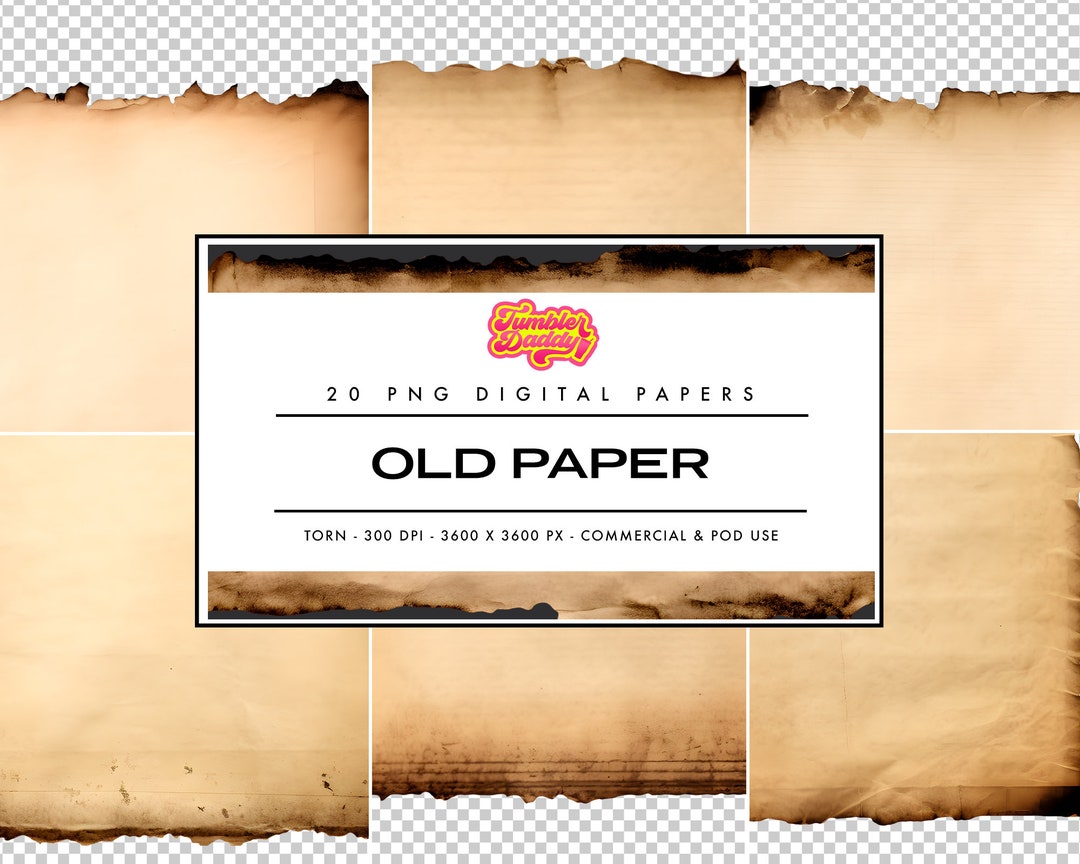 Old Paper Digital Paper Pngs, Distressed Aged Paper, 20 Antique ...