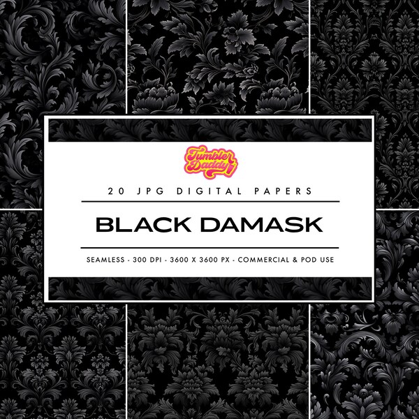 Black Damask - Etsy