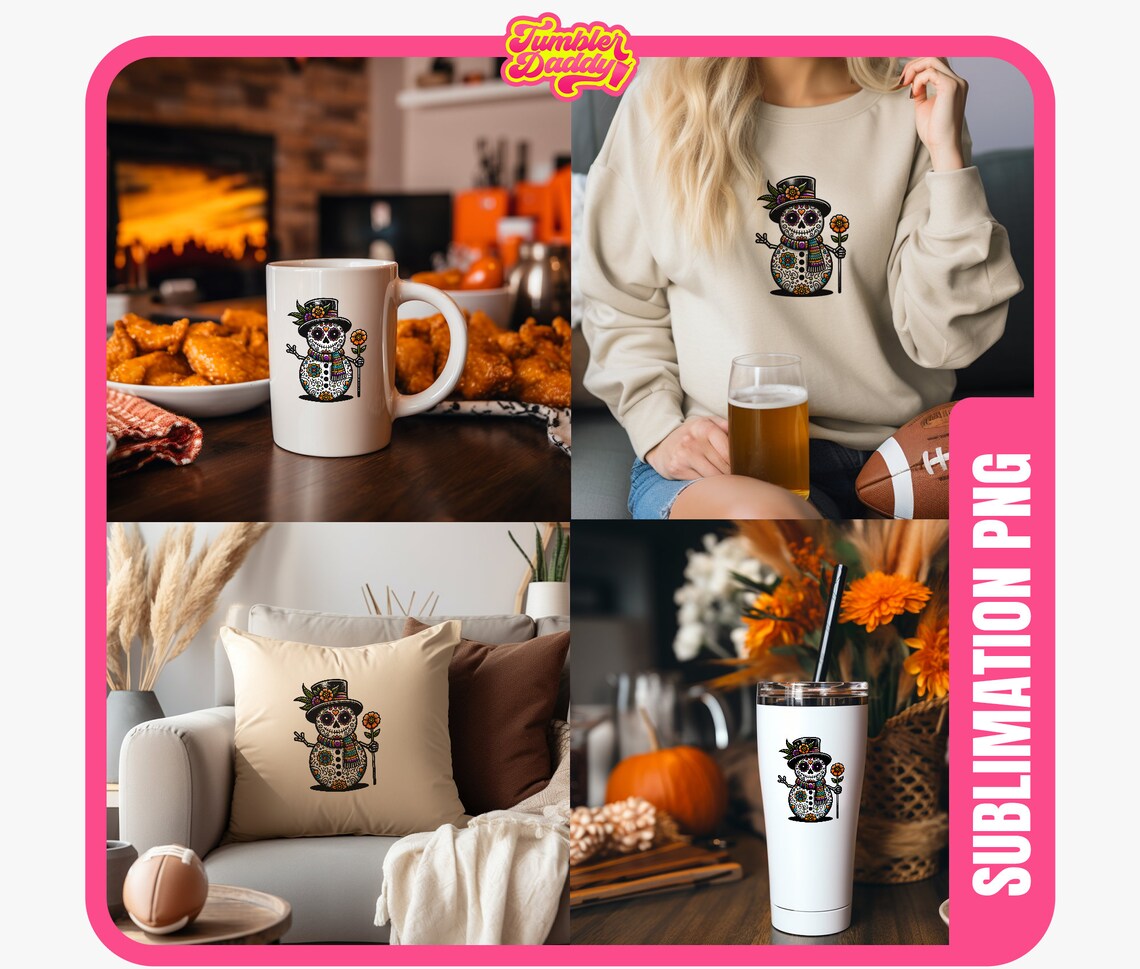 Sugar Skull Snowman PNG, Christmas PNG File, Dia De Los Muertos ...