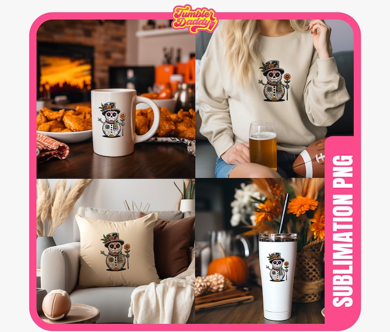 Sugar Skull Snowman PNG, Christmas PNG File, Dia De Los Muertos ...