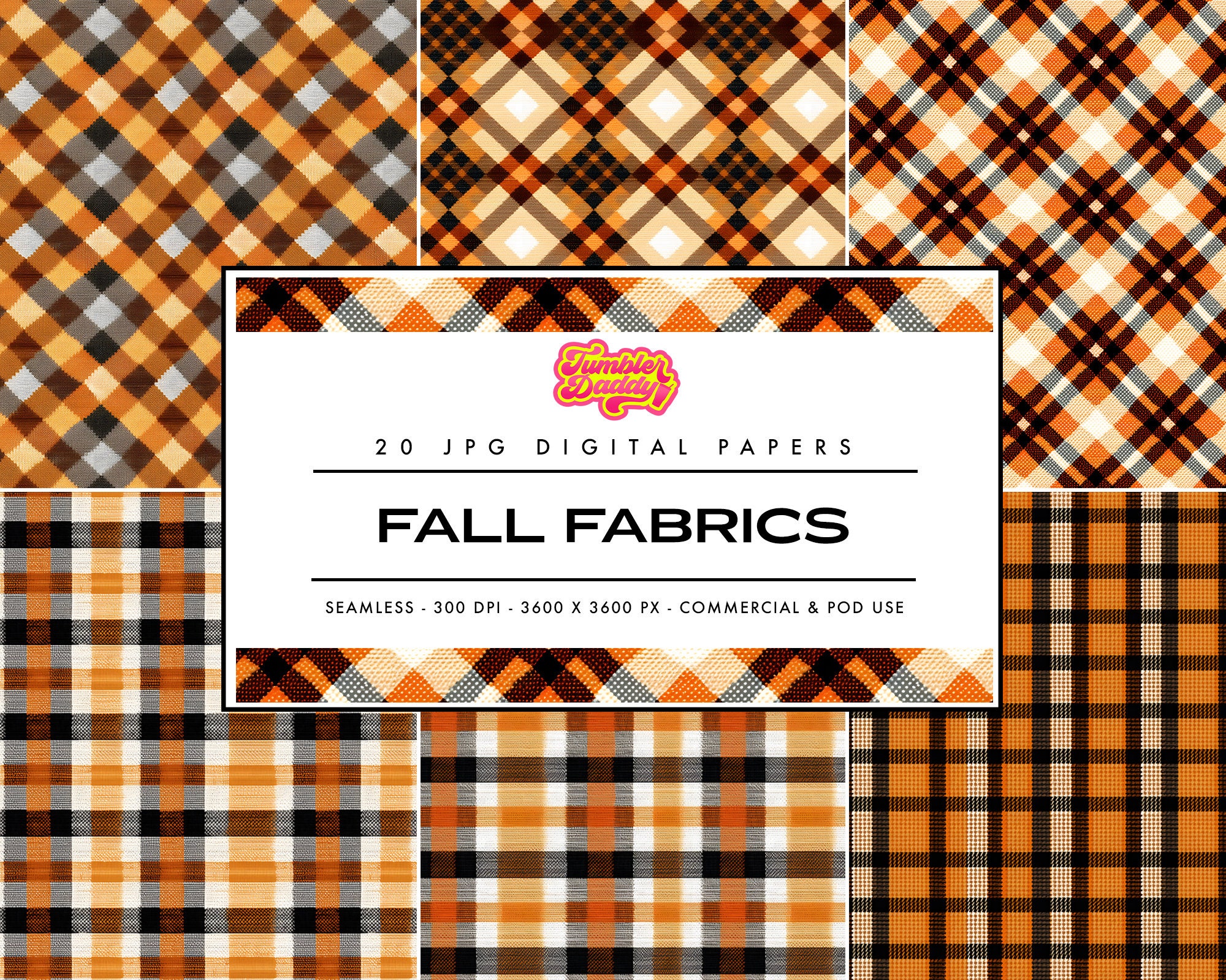 Seamless Fall Fabric Digital Paper, Autumn Digital Paper, Fall Digital ...