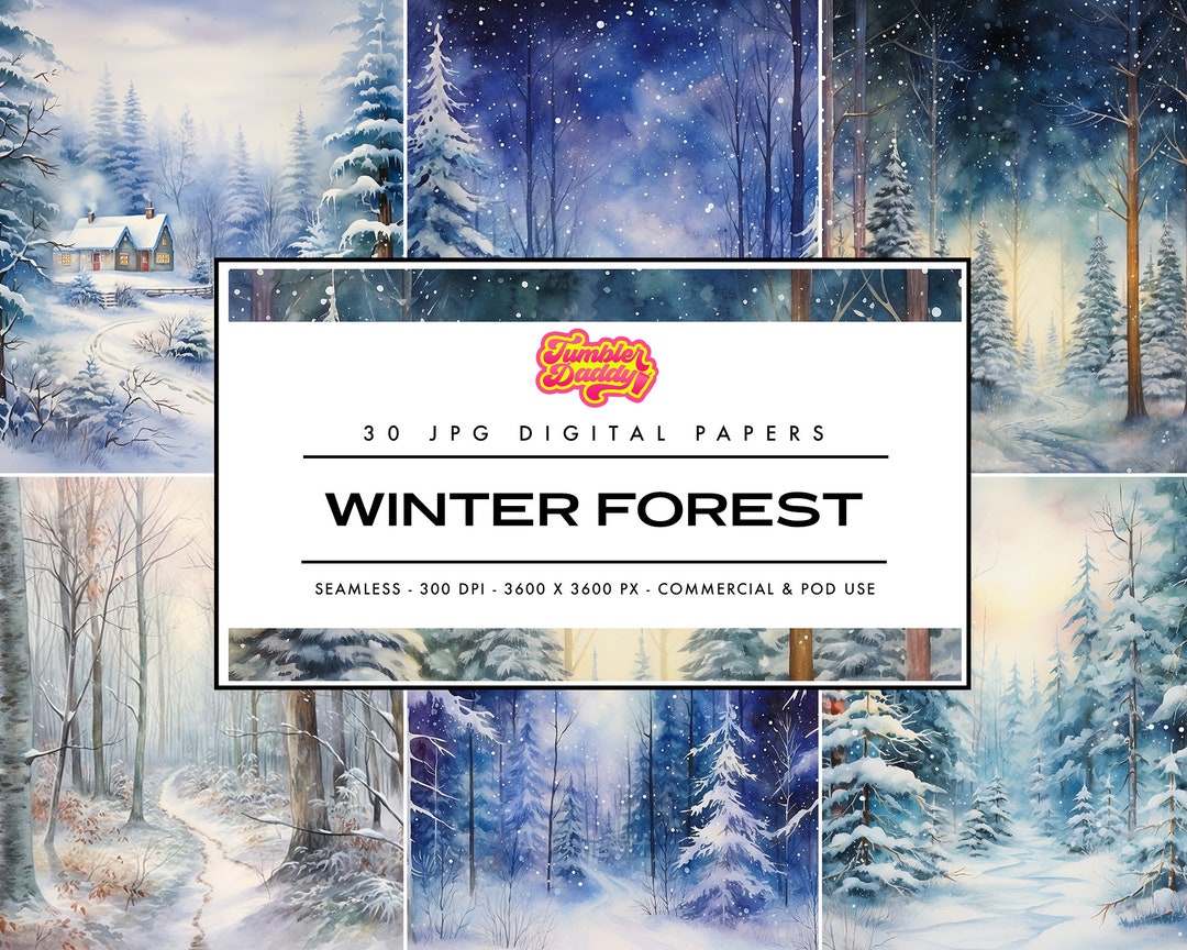 Winter Forest Digital Papers,christmas Junk Journal,scrapbooking Paper ...