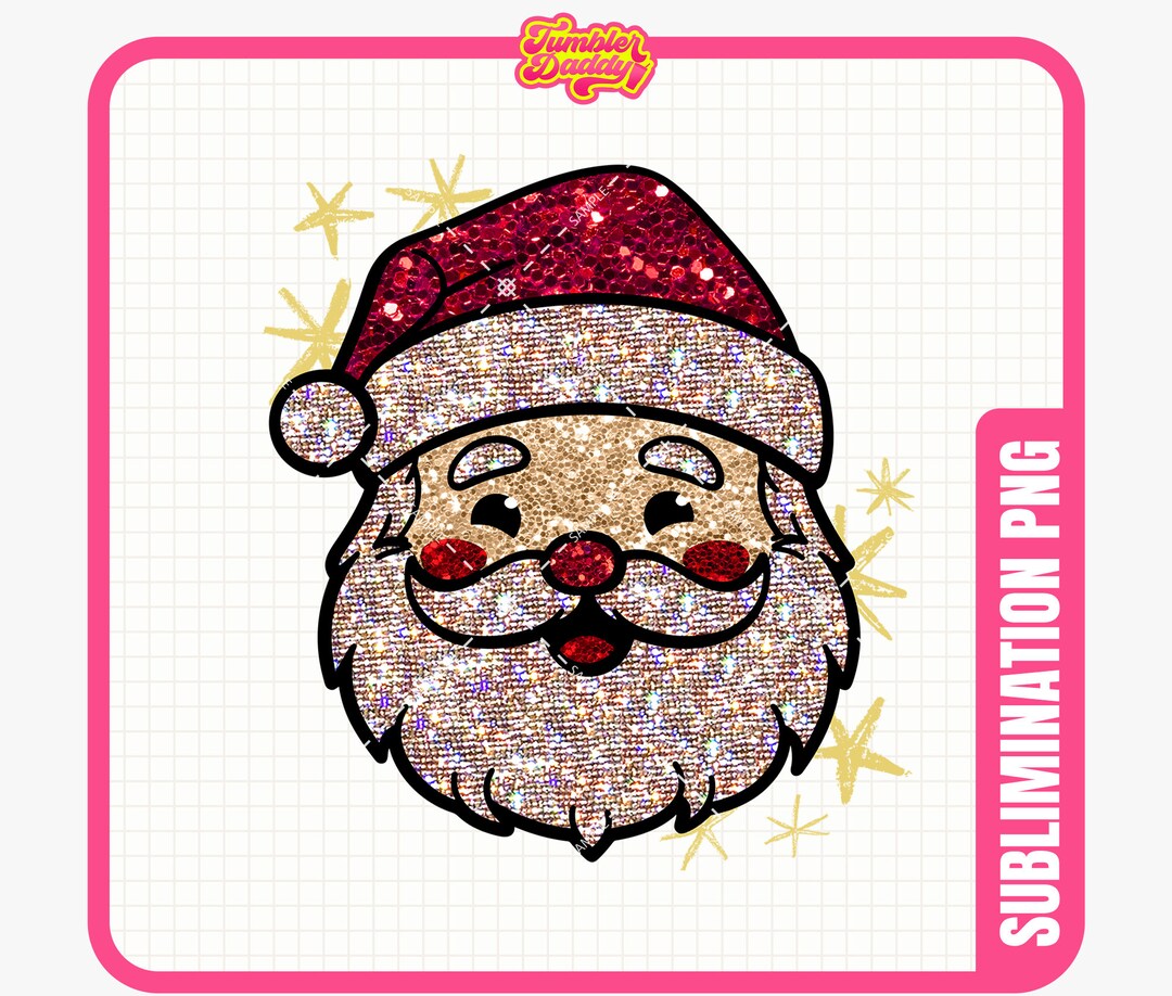 Glitter Bling Santa Png, Glitter Holiday Png, Faux Glitter Png ...