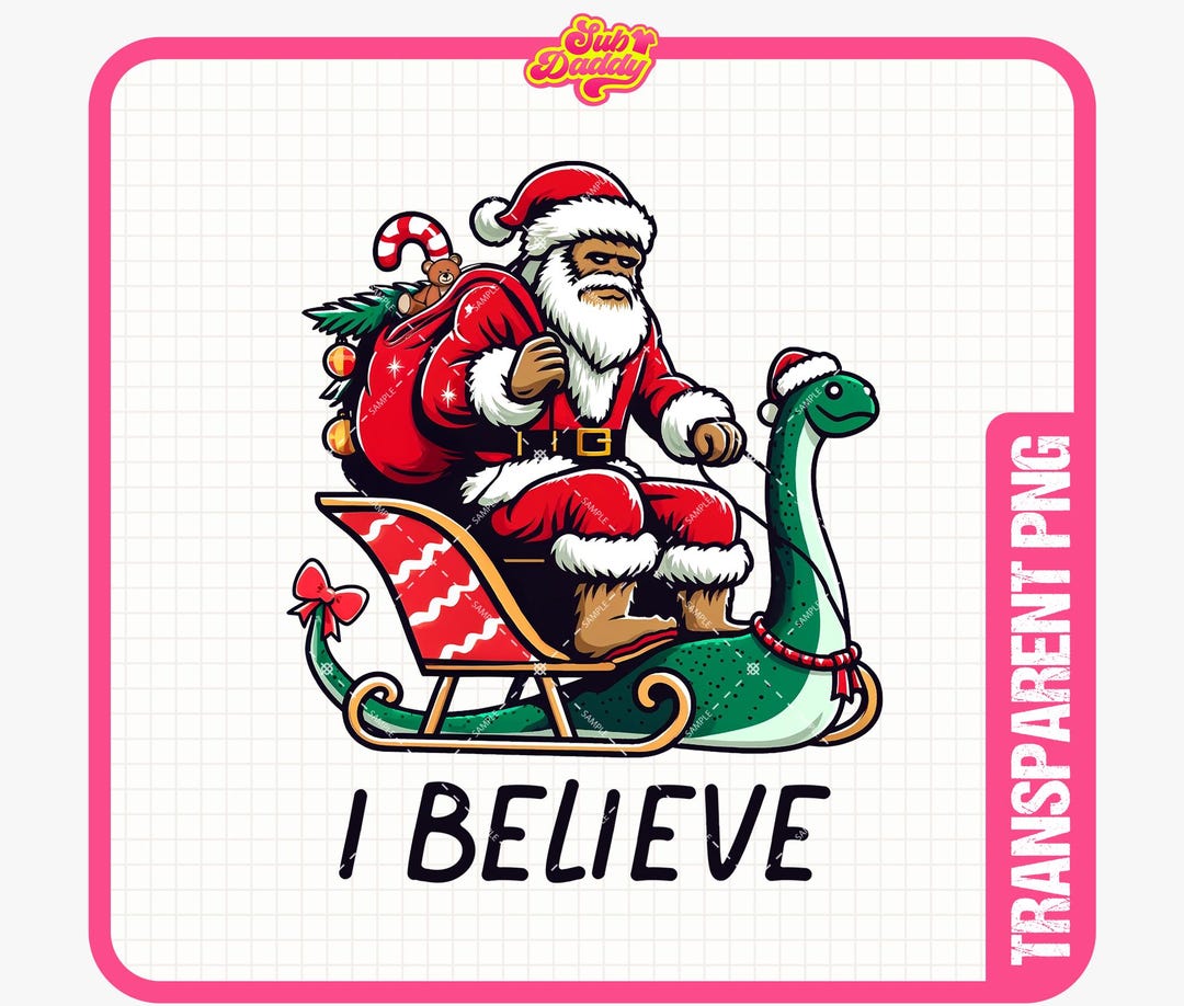 Santa Sasquatch Loch Ness Christmas Sublimation PNG, Holiday Instant ...