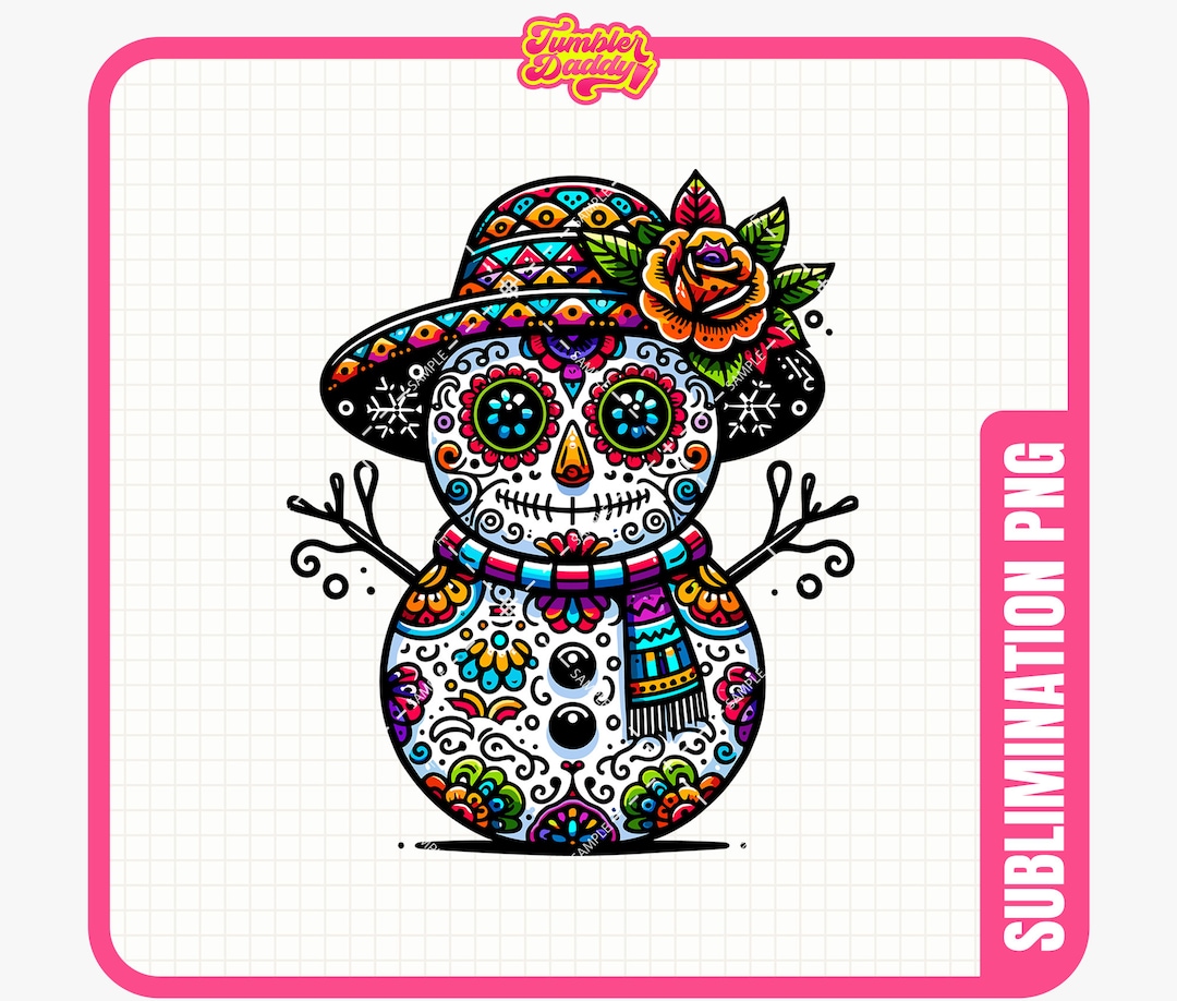 Sugar Skull Snowman PNG, Christmas PNG File, Dia De Los Muertos ...