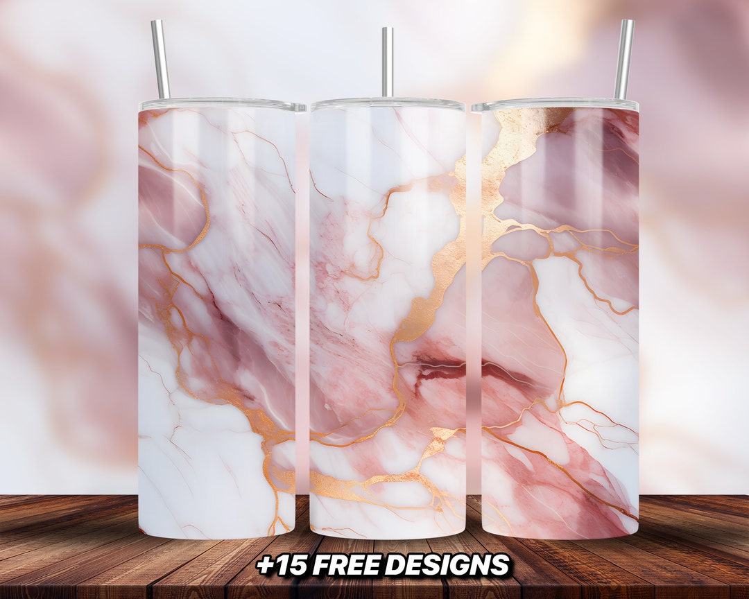 Rose Gold Marble Tumbler Wrap, Gold Agate, Pink Agate Gold Marble ...