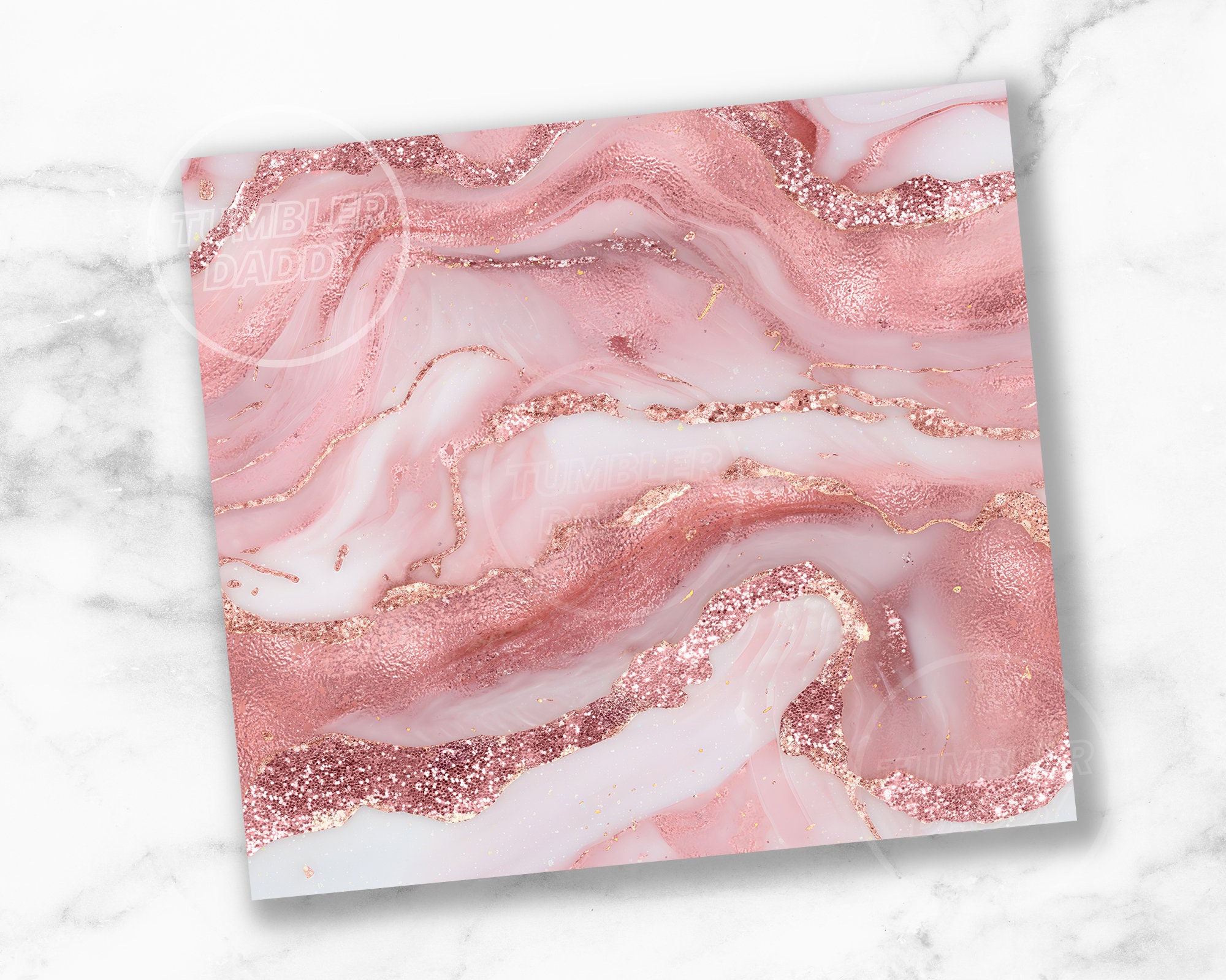 Rose Gold Marble Tumbler Wrap, Pink Agate Gold Marble Glitter ...