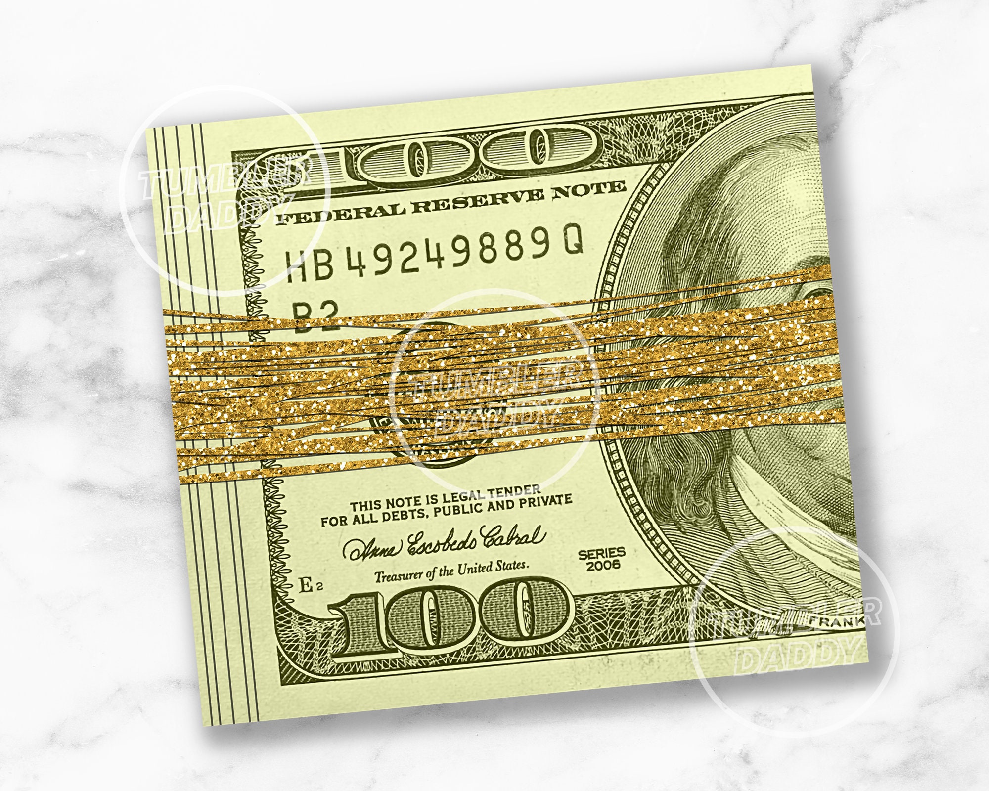 Money Roll Band Tumbler Wrap PNG | Rubber Bands | 20 Oz Skinny 100 ...