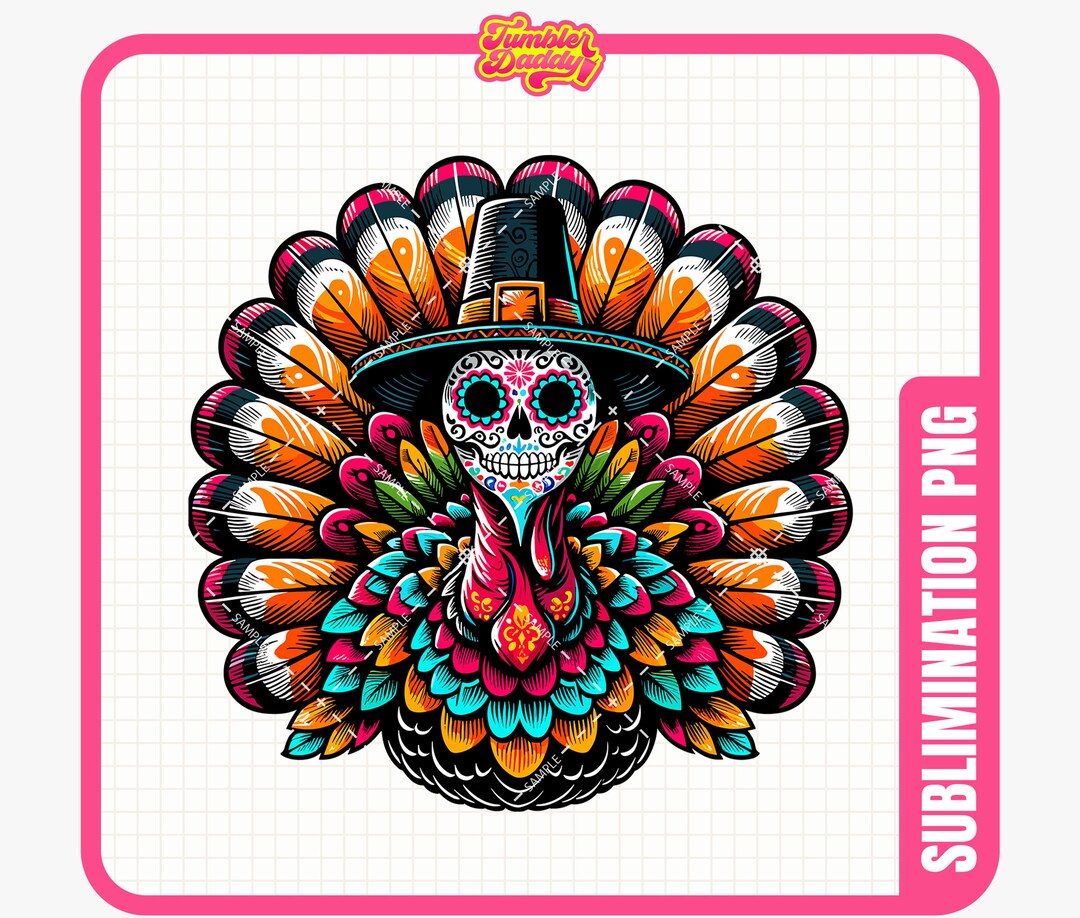 Sugar Skull Thanksgiving Turkey PNG, Thanksgiving PNG, Dia De Los ...