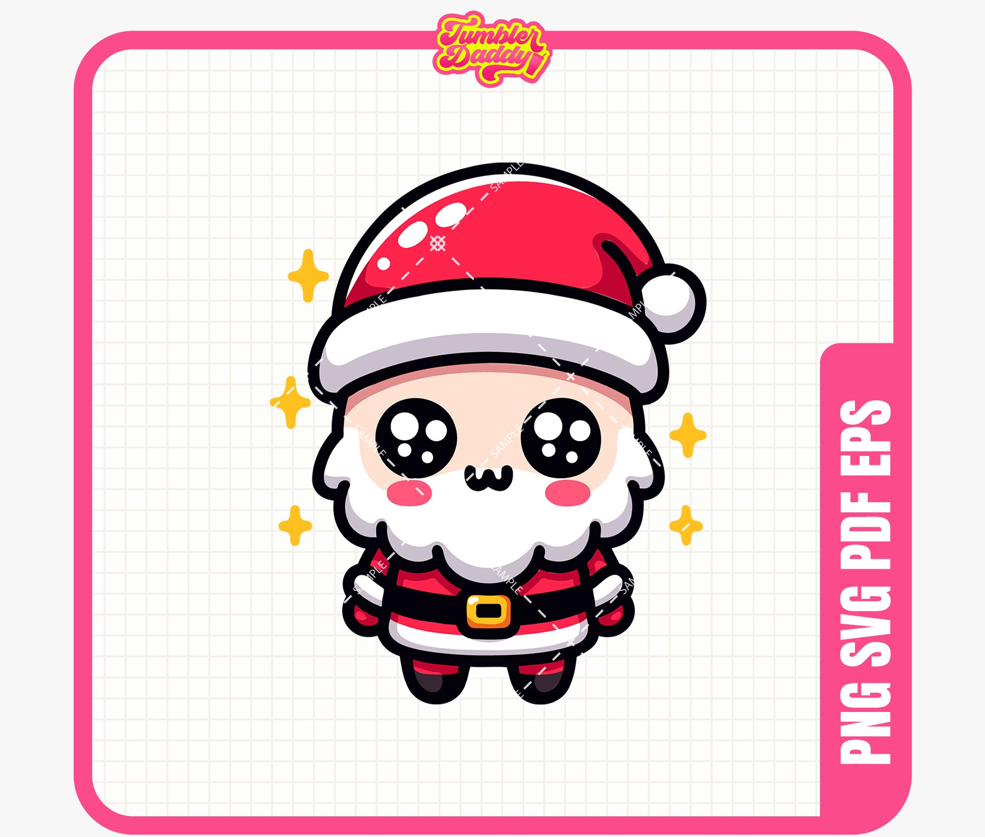 Kawaii Santa Svg, Cute Christmas Png, Santa Face Svg, Christmas Svg ...