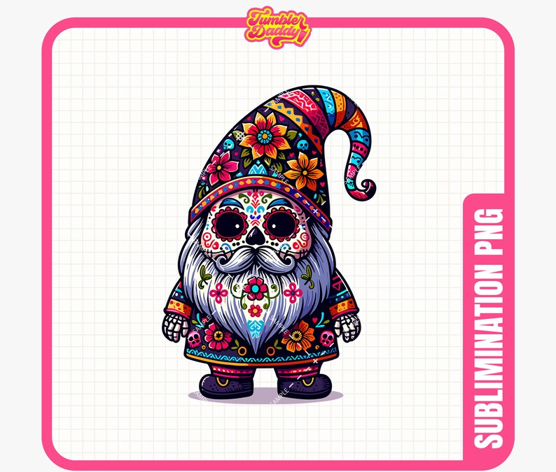 Sugar Skull Gnome PNG, Thanksgiving PNG, Dia De Los Muertos, Hispanic ...