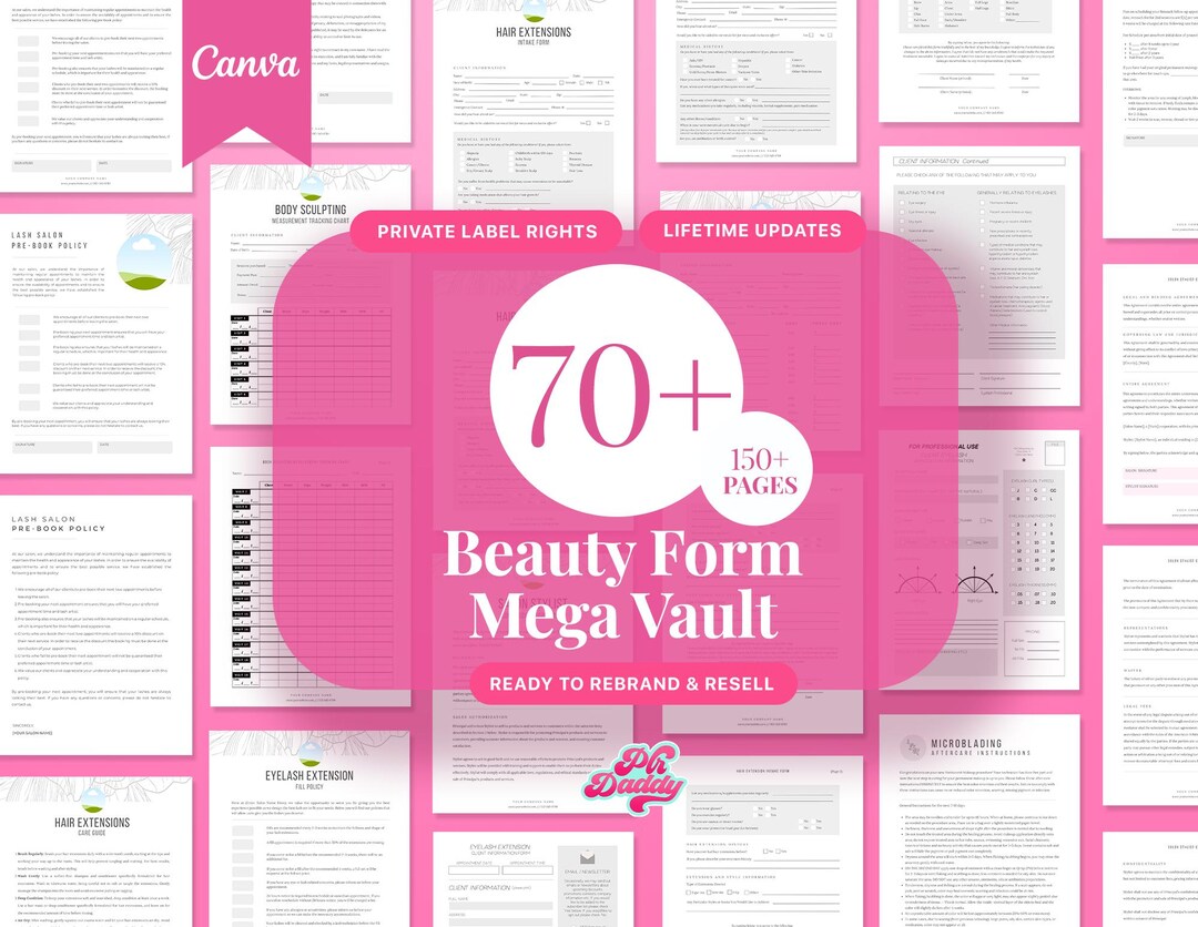 PLR Beauty Canva Forms Digital Marketing Beauty Forms PLR Resell Rights ...