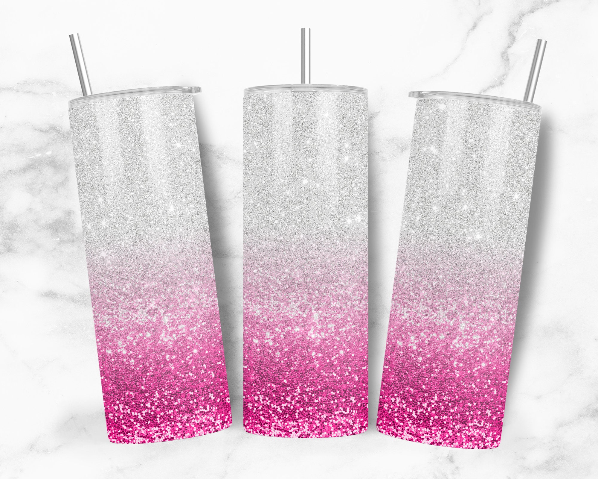 Sparkling Pink Glitter Ombre Tumbler Wrap, Pink Sublimation Design, 20 ...