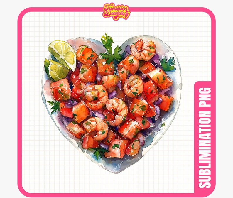 Ceviche Heart Clipart, Mexican Ceviche Valentines Clip Art, Valentines ...