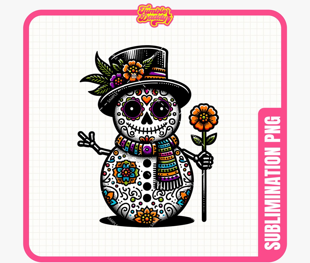 Sugar Skull Snowman PNG, Christmas PNG File, Dia De Los Muertos ...