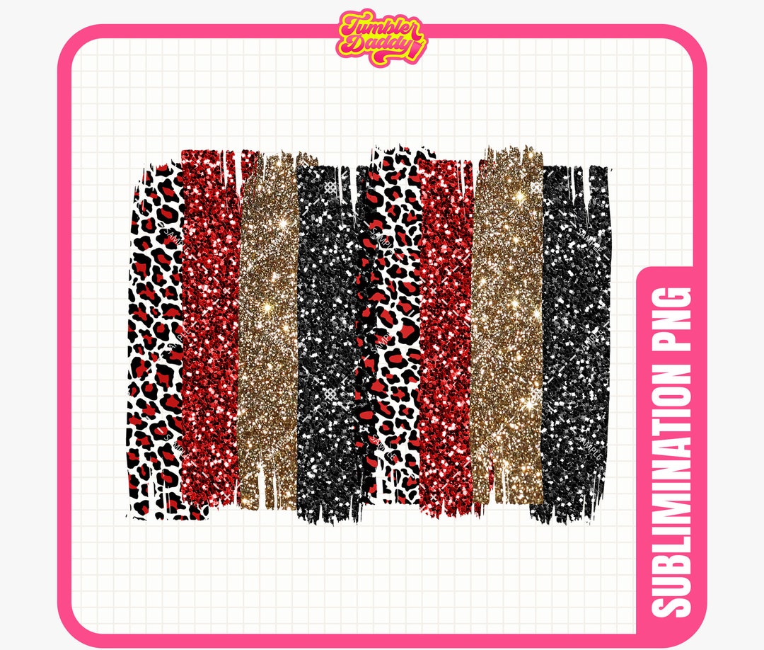 Red Gold Black Glitter and Leopard Print Brush Strokes Png, Glitter ...