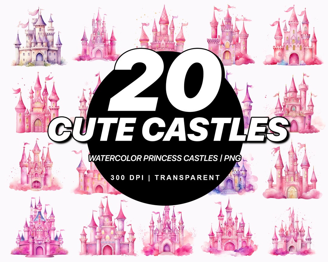 Watercolor Princess Castle Clipart, Nursery Clipart, Fairy Kingdom ...