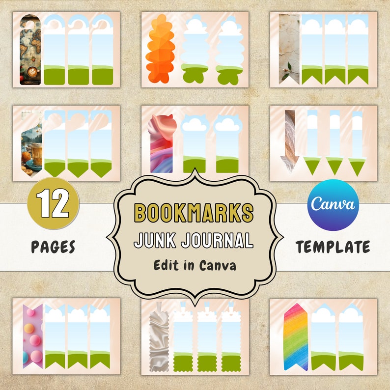 Bookmark Template: Canva Editable Frames for Junk Journals (digital ...
