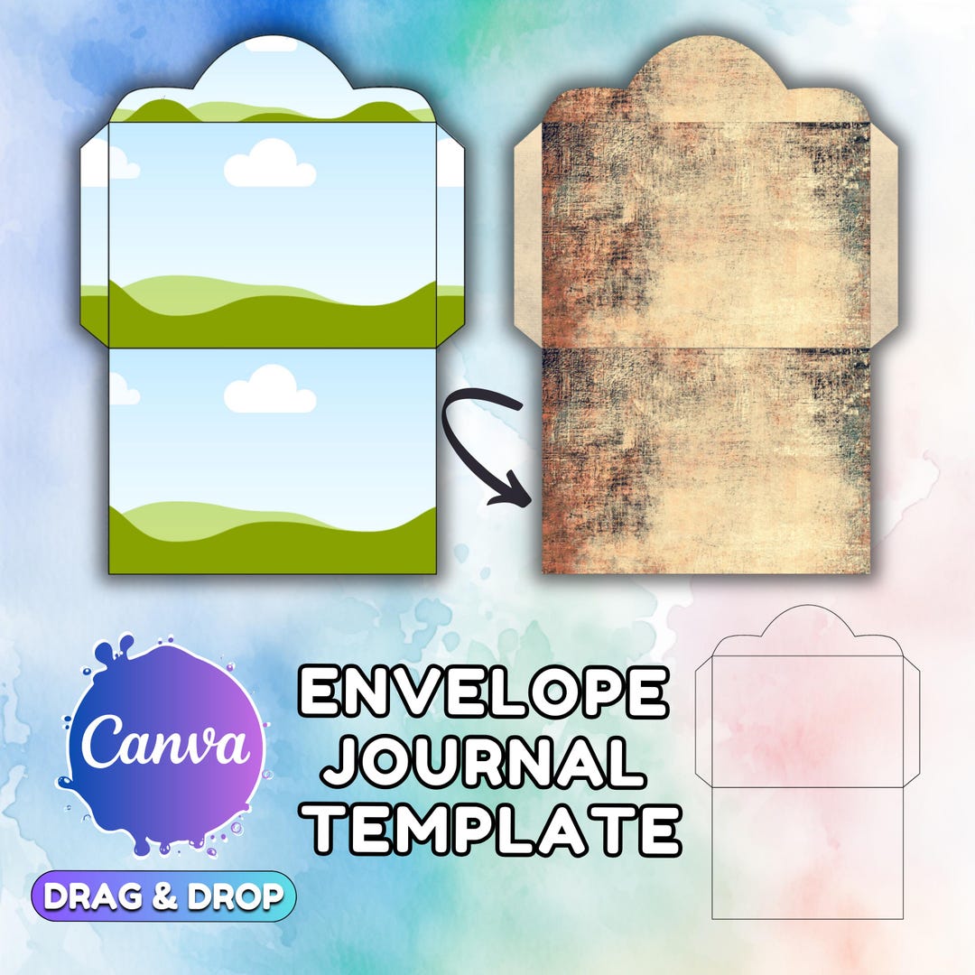 Junk Journal Envelope Template: Folding Folio, Canva (digital Download ...