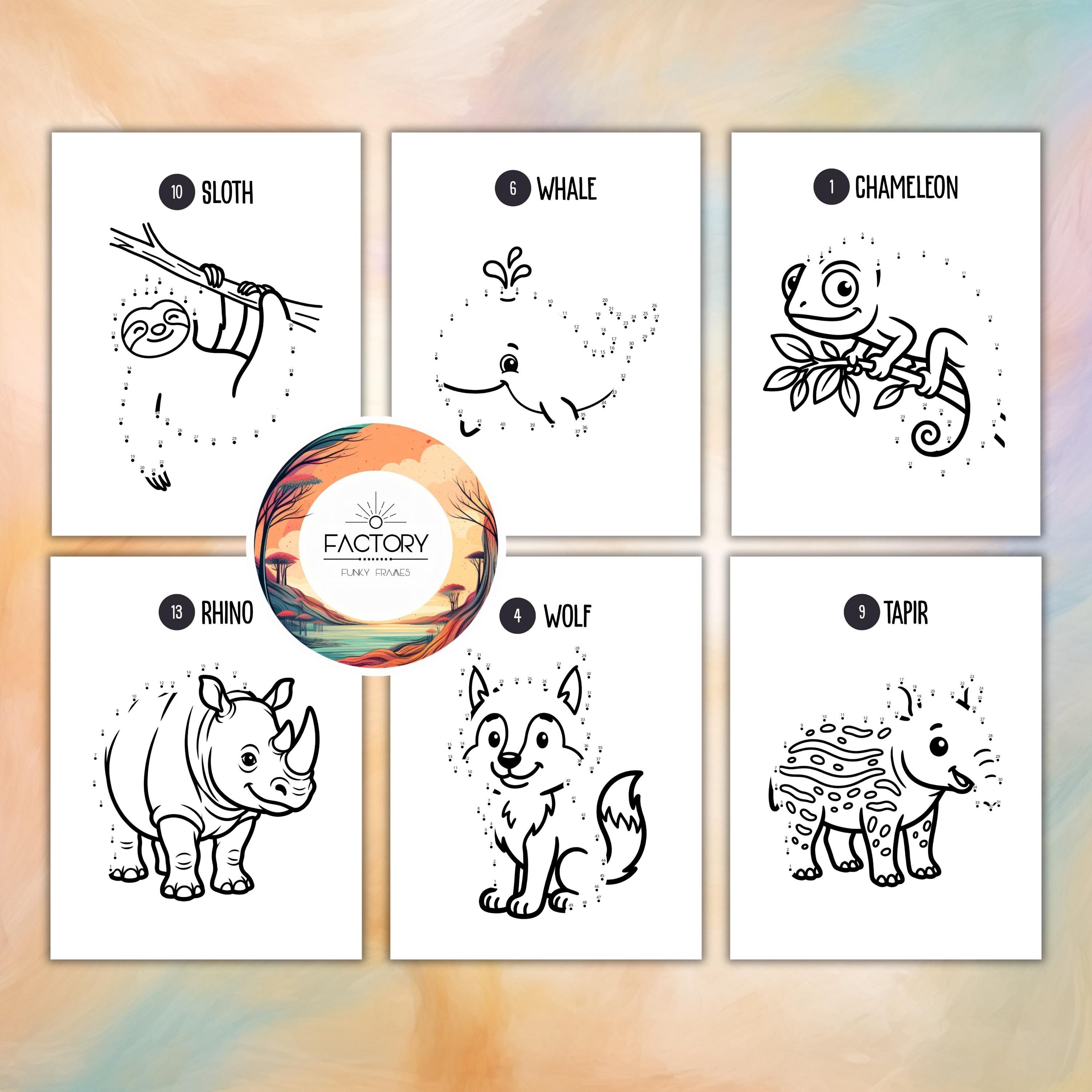 Wild Animals Dot to Dot Coloring Book for Kids 4-8 (PDF Download) - Etsy