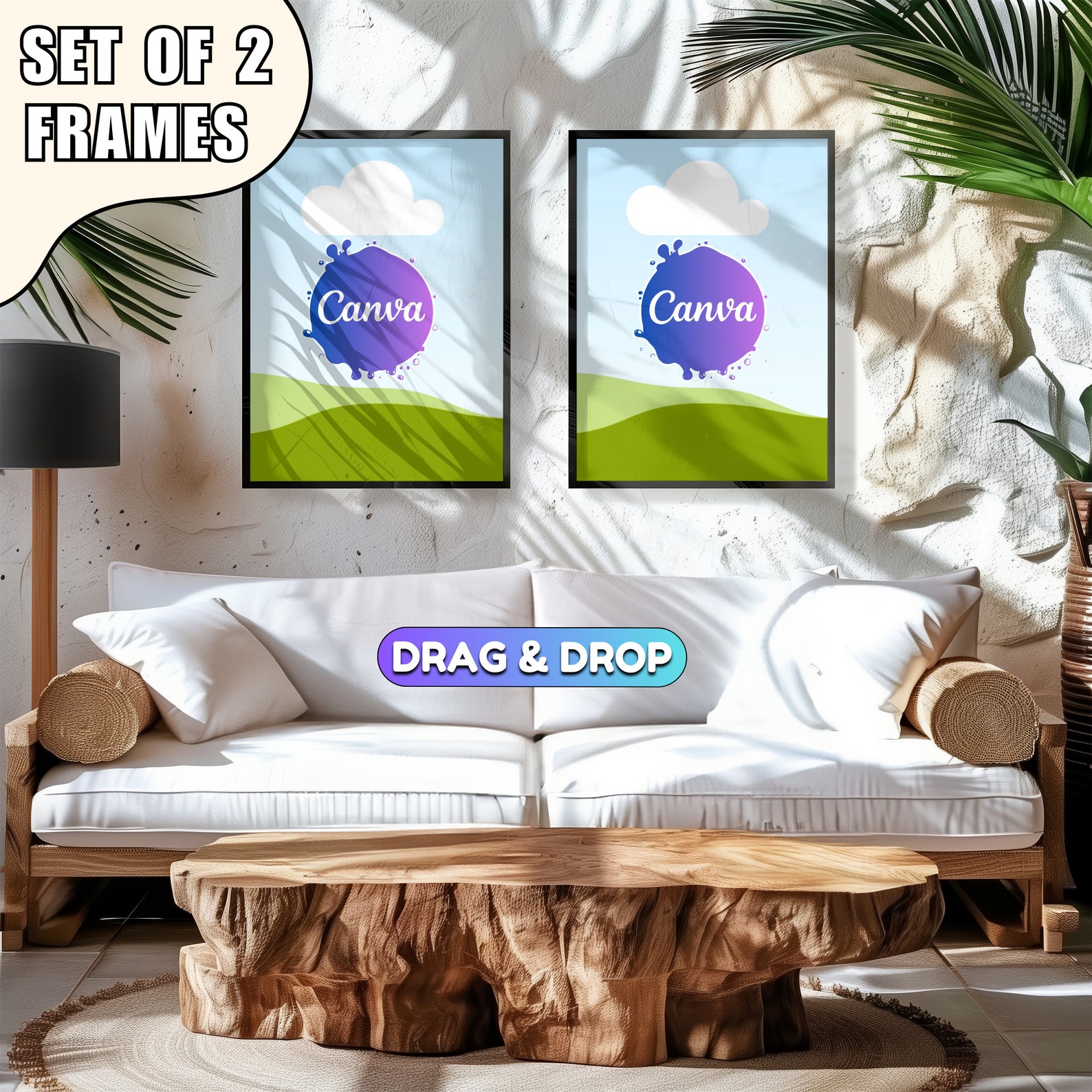 Modern Canva Frame Mockup: Drag & Drop Wall Art Template (PDF Tutorial ...